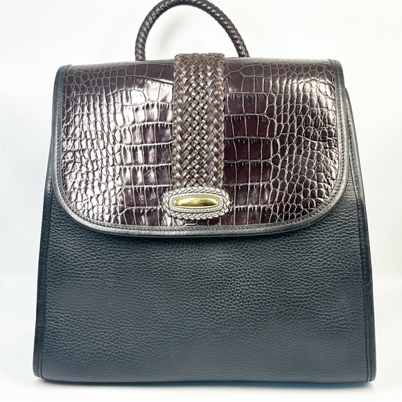 Brighton | Bags | Brighton Smooth Black Leather Brown Alligator ...